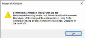 Lösung - Outlook: Fehler beim Anmelden - MT1.at